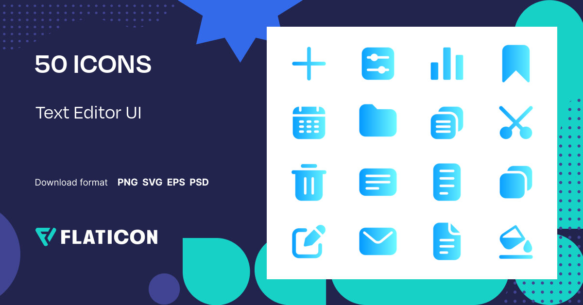 Text Editor UI Icon Pack | Gradient fill | 50 .SVG Icons