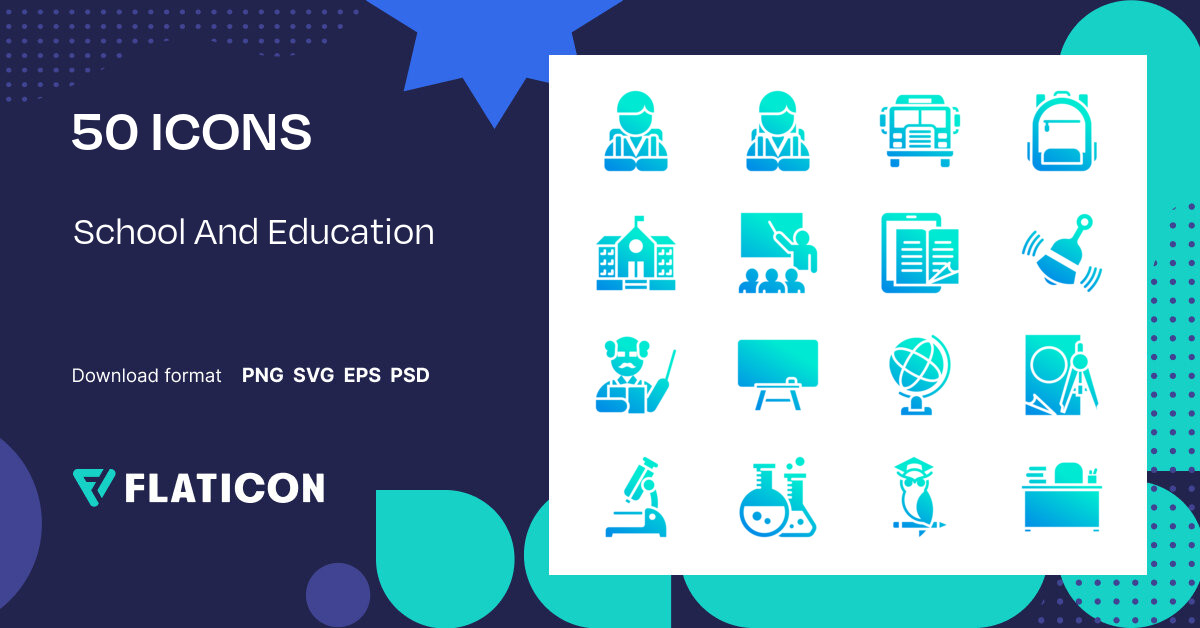 School And Education Icon Pack | Gradient fill | 50 .SVG Icons