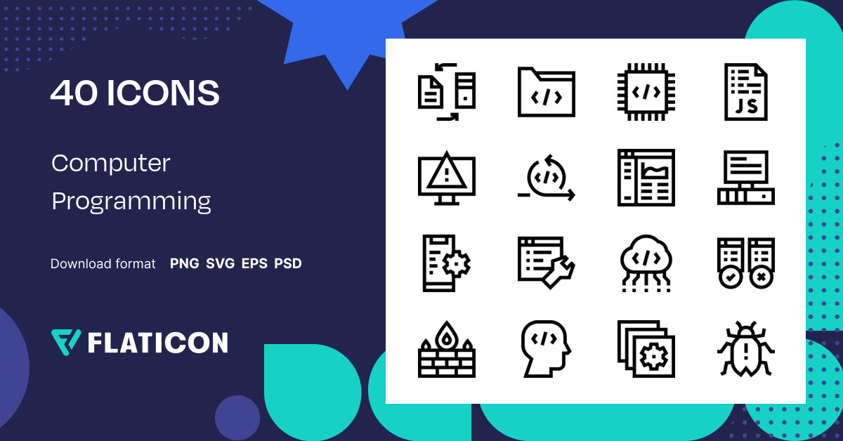 Computer Programming Icon Pack | Lineal | 40 .SVG Icons