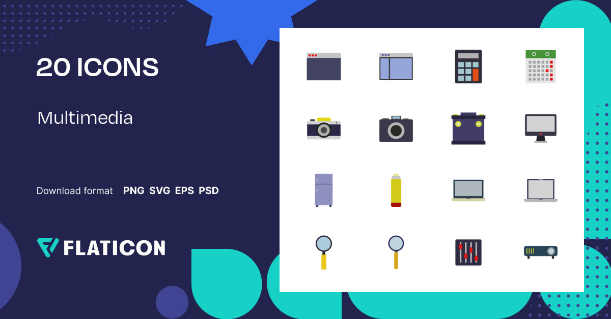 Multimedia Icon Pack | Color fill | 20 .SVG Icons
