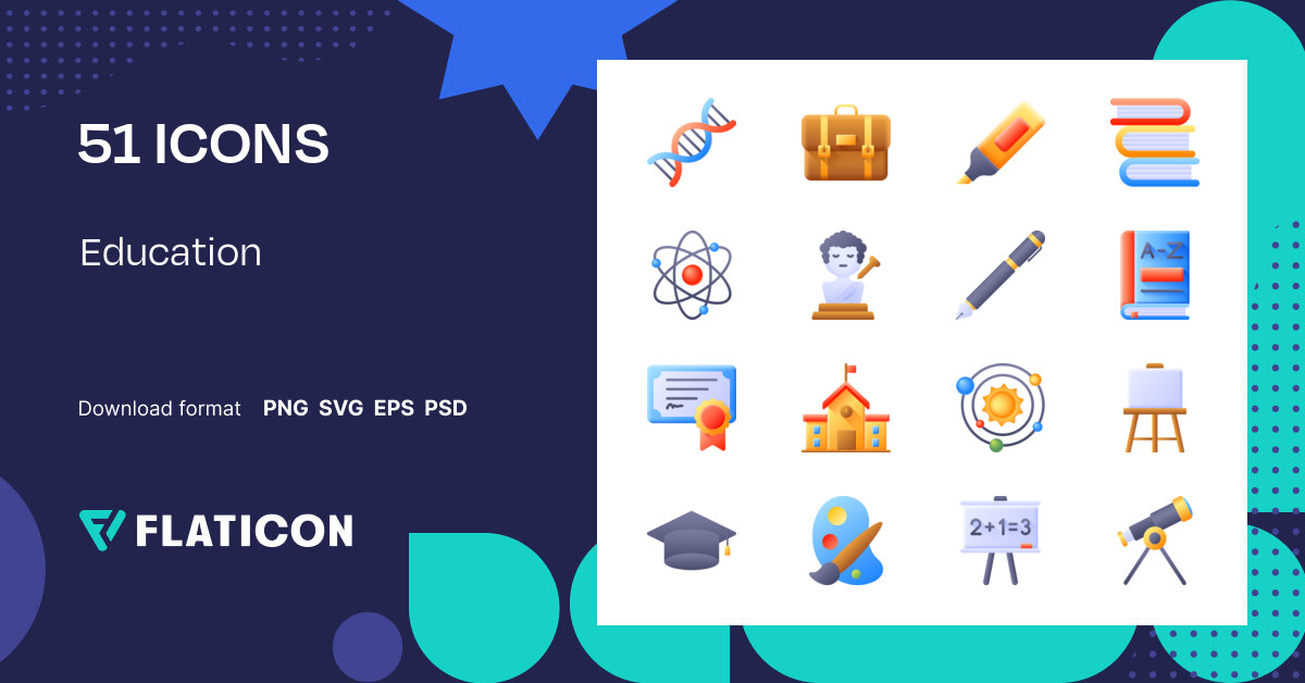 Education Icon Pack | Gradient fill | 51 .SVG Icons