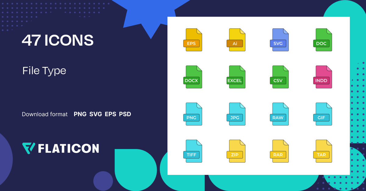 File Type Icon Pack | Color lineal-color | 47 .SVG Icons