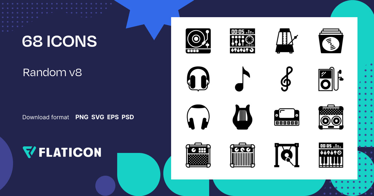 Random v8 Icon Pack | 68 .SVG Icons