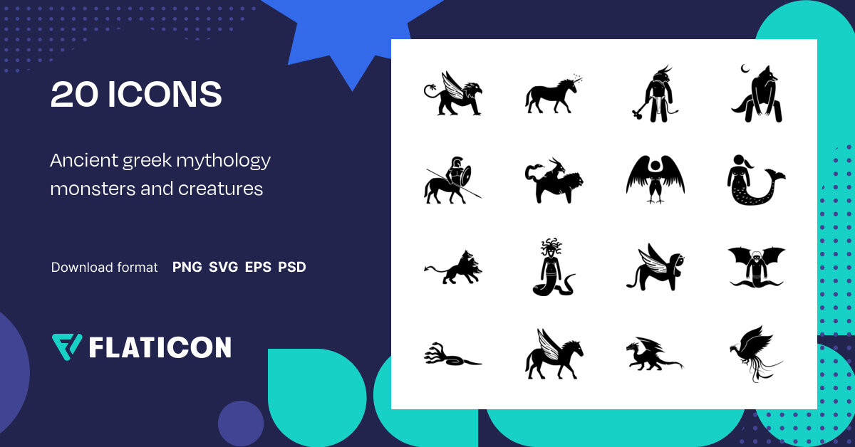 Ancient greek mythology monsters and creatures Icon Pack | 20 .SVG Icons