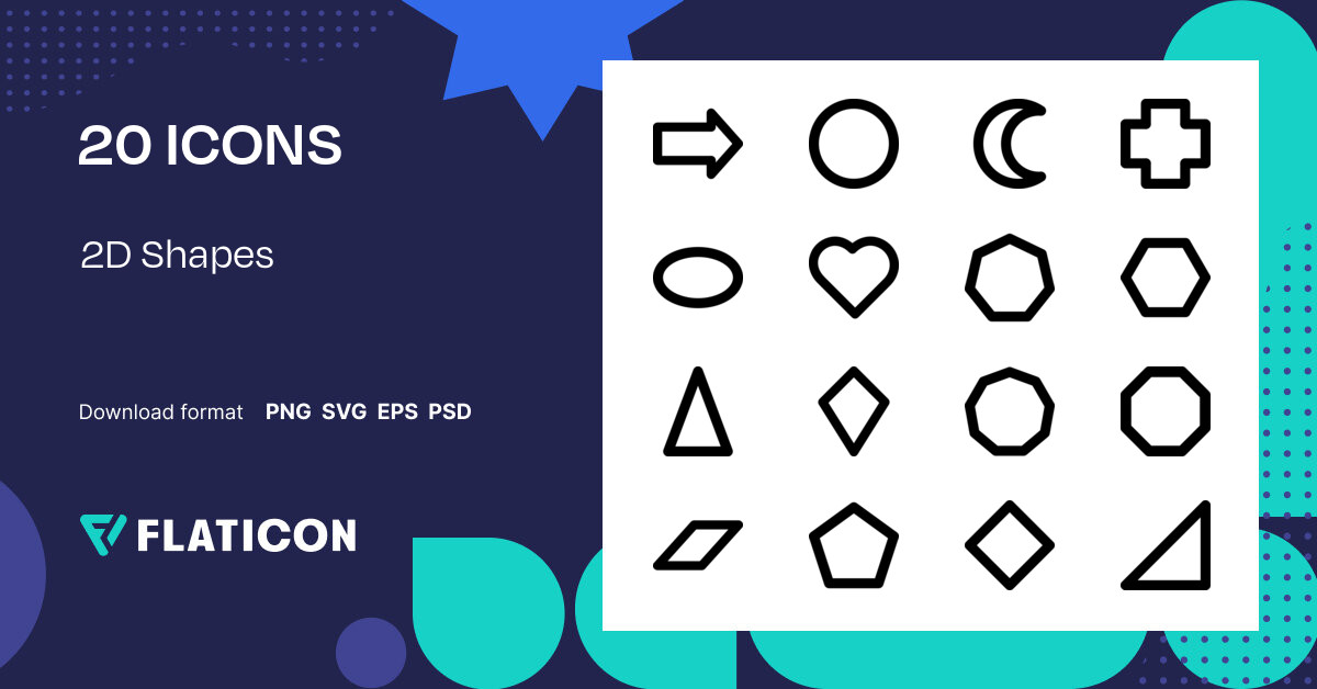 2D Shapes Icon Pack | Black outline | 20 .SVG Icons
