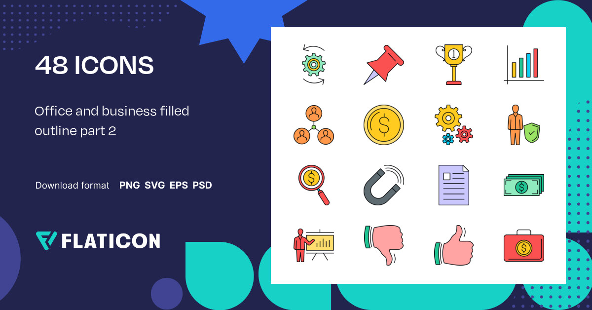 Pack de iconos Office and business filled outline part 2 | Color lineal-color | 50 Iconos .SVG