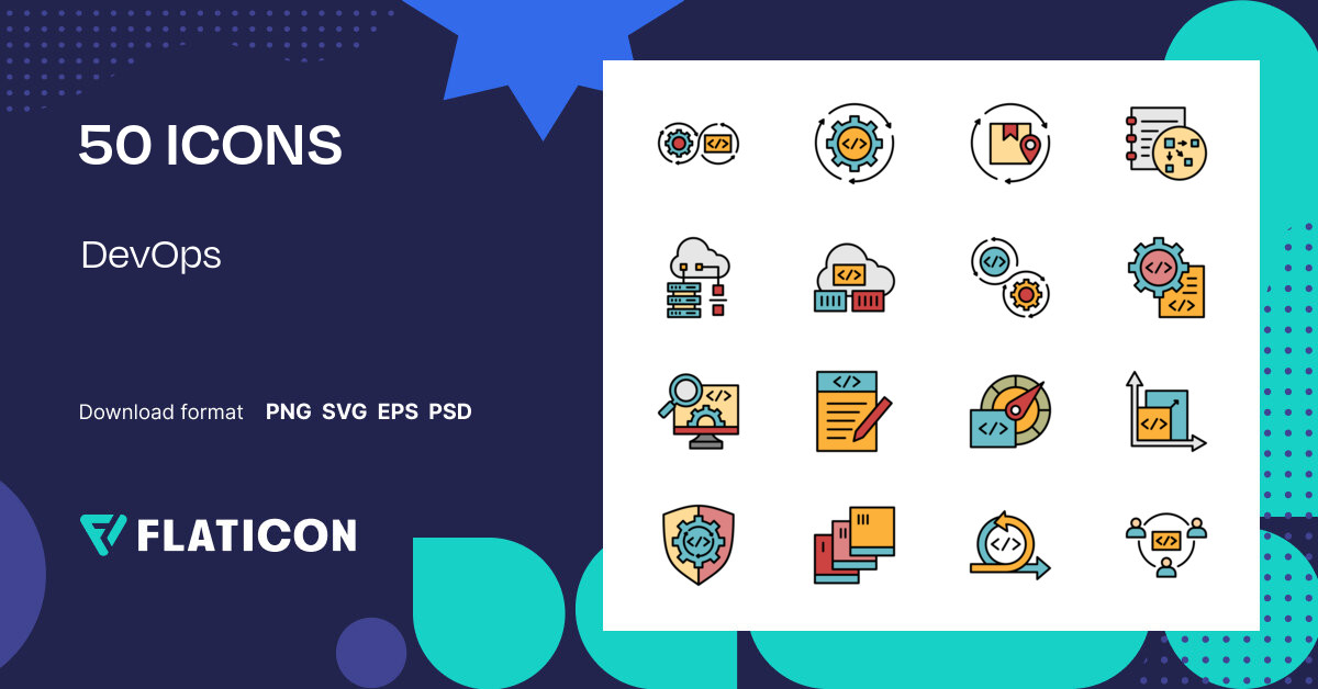 DevOps Icon Pack | Color lineal-color | 50 .SVG Icons
