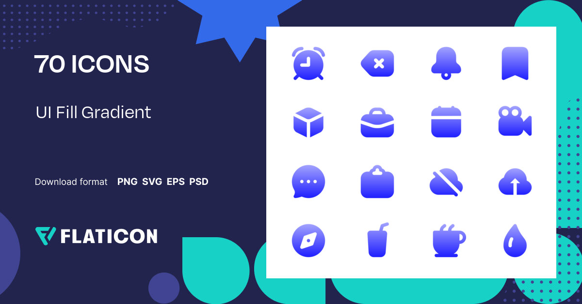Pack de iconos Ui fill gradient | Gradient fill | 70 Iconos .SVG