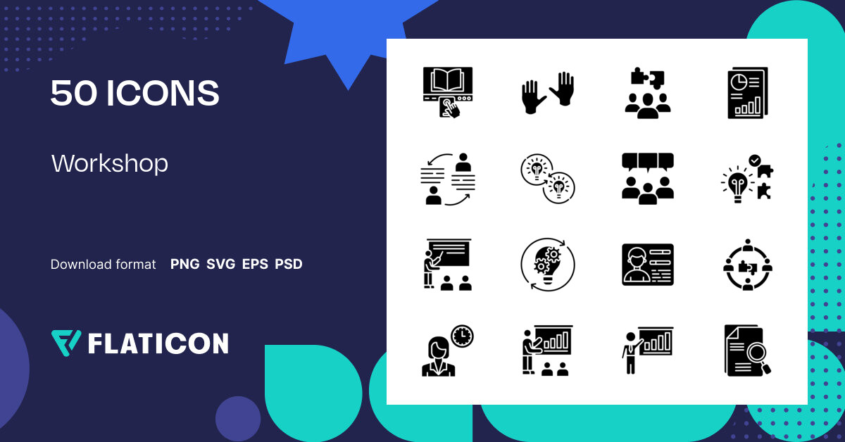 Workshop Icon Pack | Black fill | 50 .SVG Icons