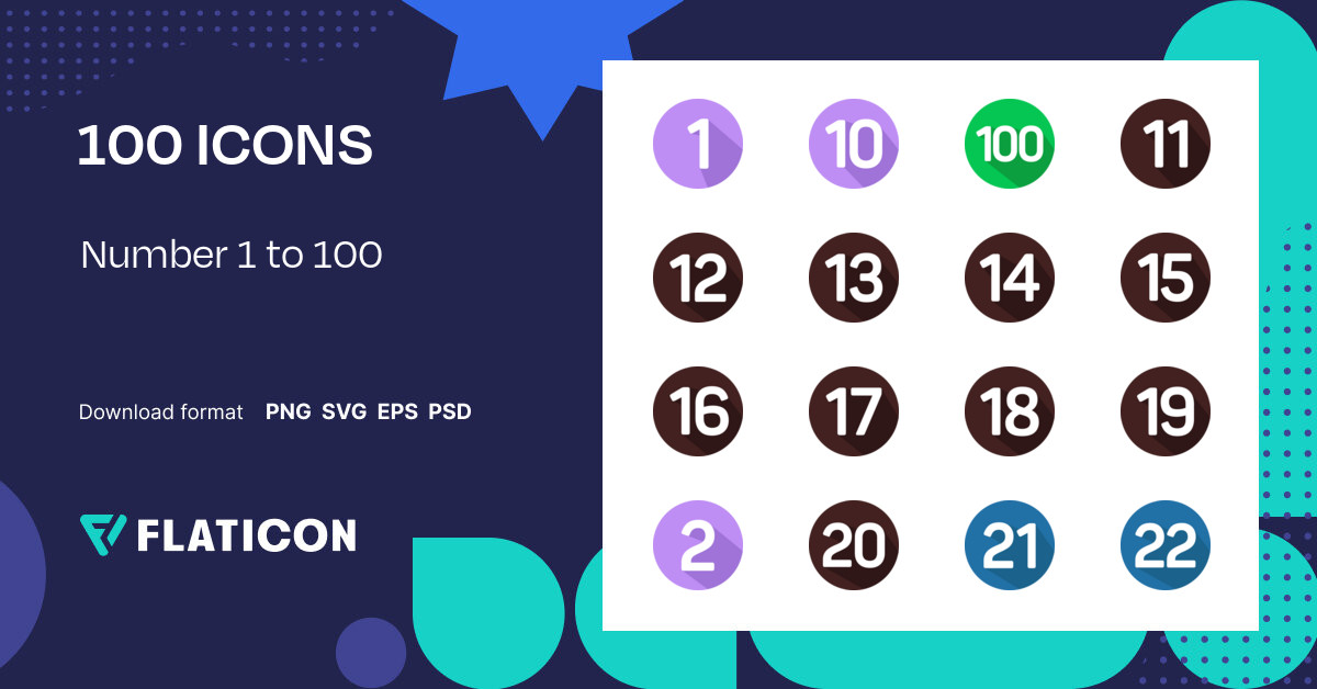 Pack De Iconos Number 1 To 100 Color Fill 100 Iconos SVG