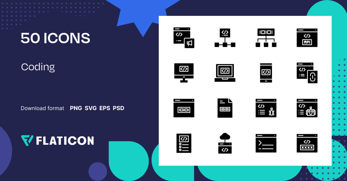 Coding Icon Pack | Black fill | 50 .SVG Icons