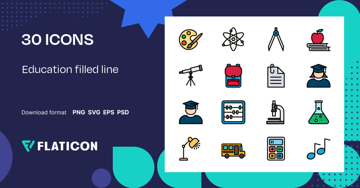 Education filled line Icon Pack | Color lineal-color | 30 .SVG Icons