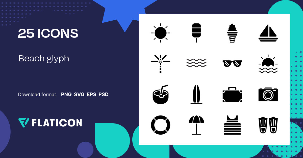 Beach glyph Icon Pack | 25 .SVG Icons