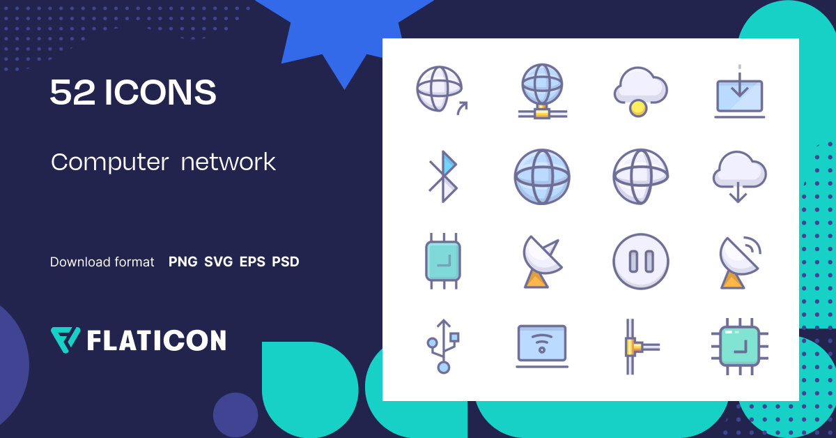 Computer network Icon Pack | Color lineal-color | 52 .SVG Icons
