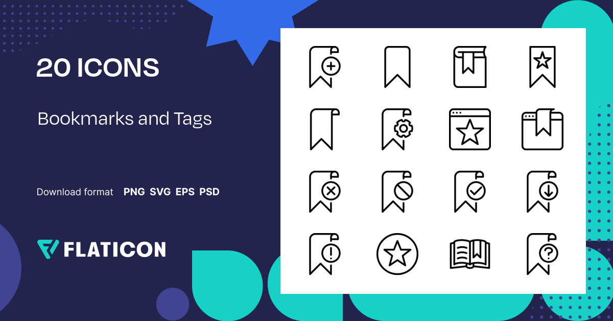 Bookmarks and Tags Icon Pack | Black outline | 20 .SVG Icons