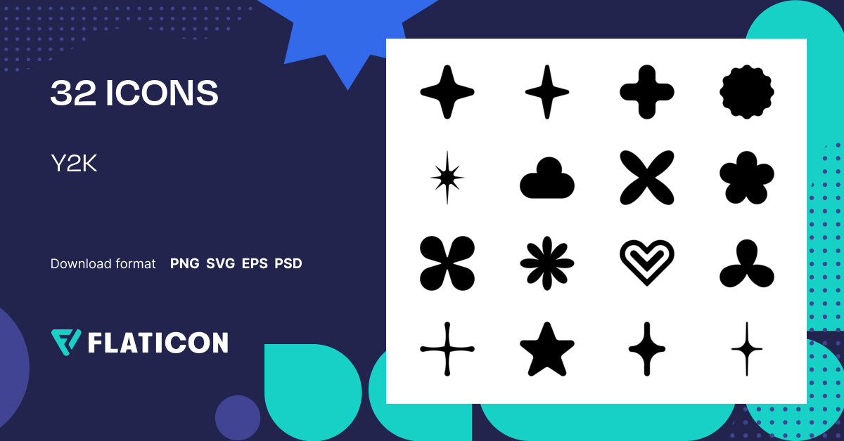 Y2K Icon Pack | Black fill | 32 .SVG Icons