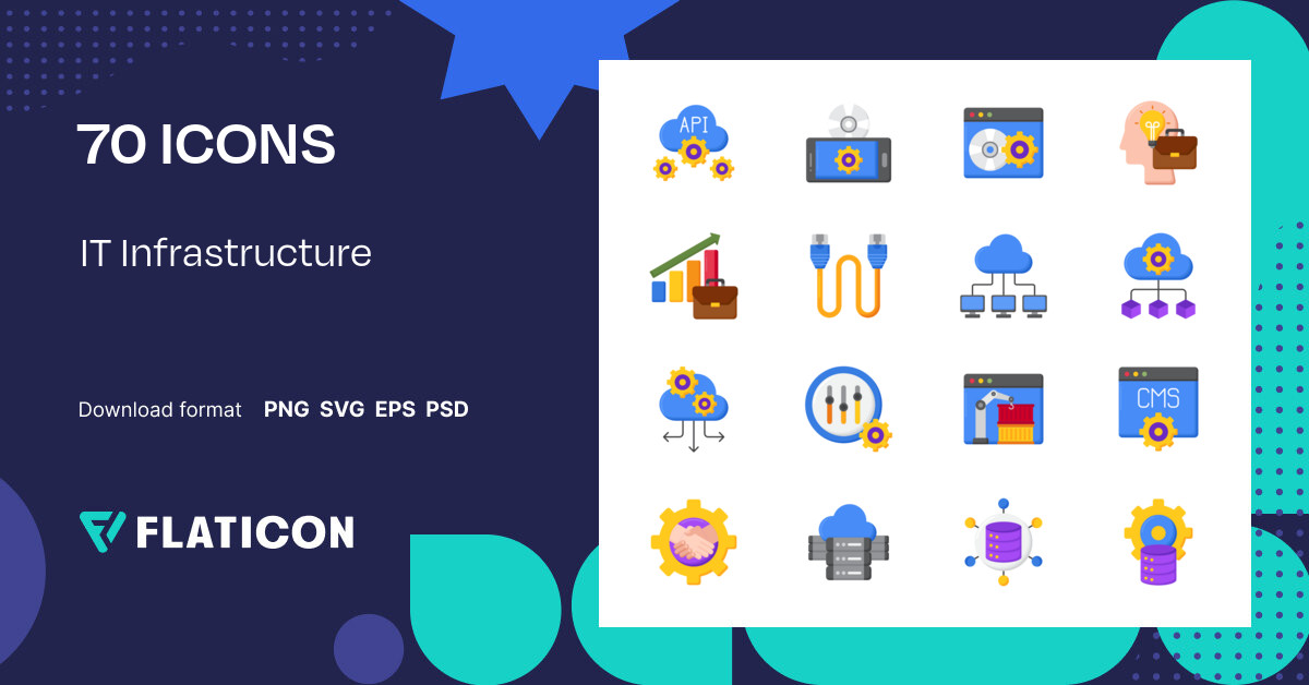IT Infrastructure Icon Pack | Color fill | 70 .SVG Icons