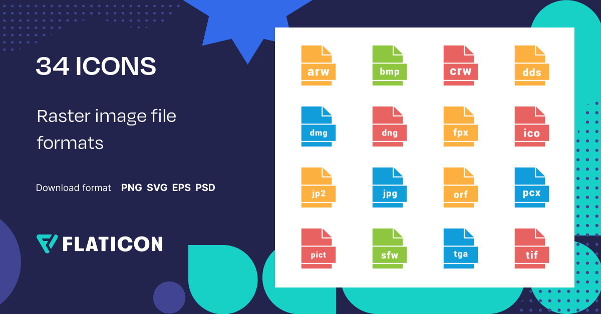 Raster image file formats Icon Pack | 34 .SVG Icons