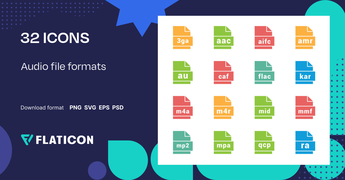 Audio file formats Icon Pack | 32 .SVG Icons