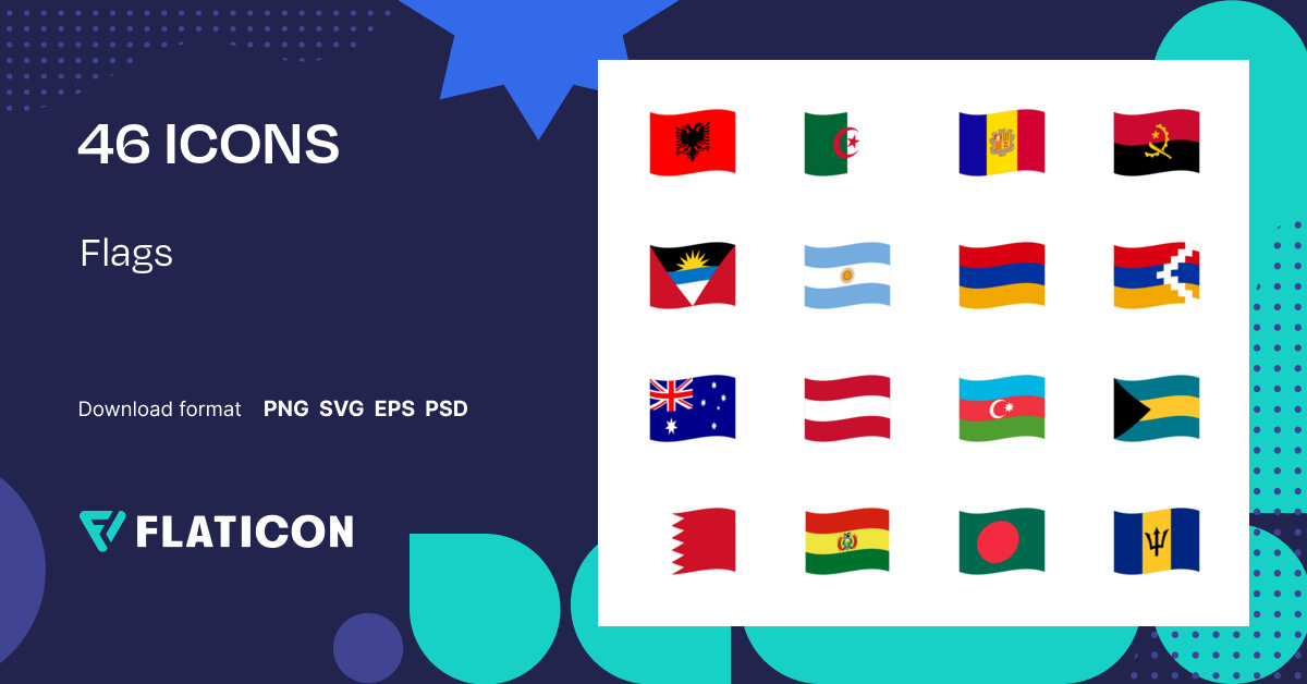 Flags Icon Pack | Color fill | 46 .SVG Icons