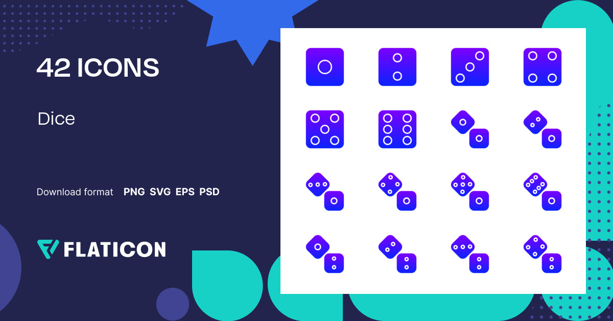 Dice Icon Pack | Gradient fill | 42 .SVG Icons