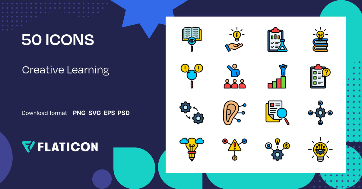 Creative Learning Icon Pack | Color lineal-color | 50 .SVG Icons
