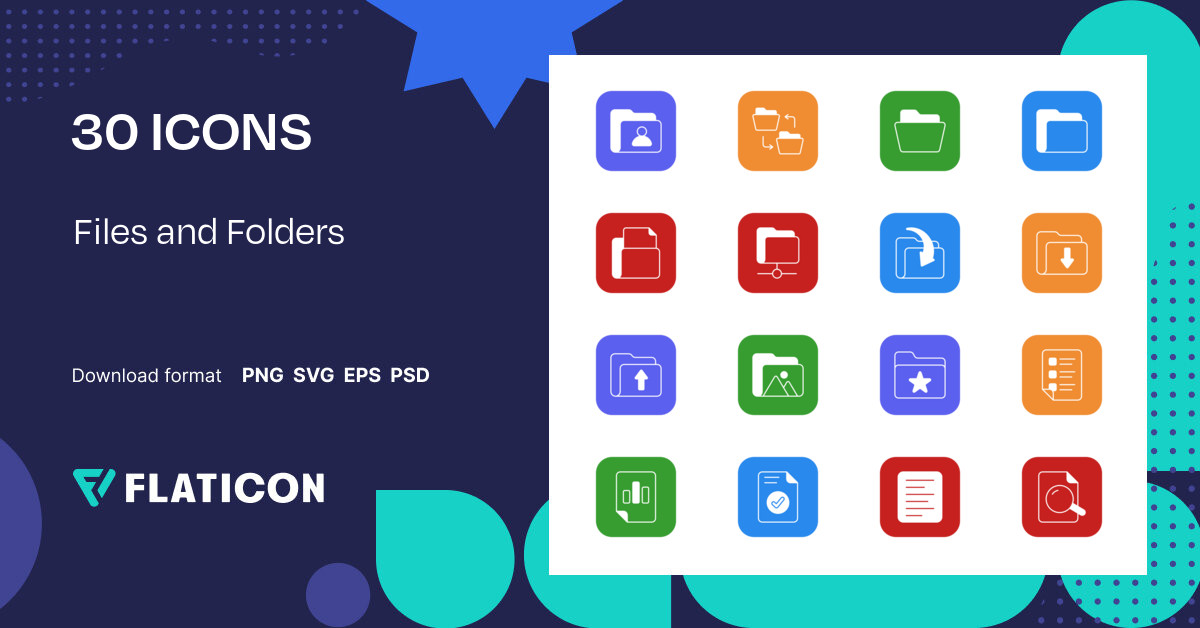 Files and Folders Icon Pack | Color fill | 30 .SVG Icons