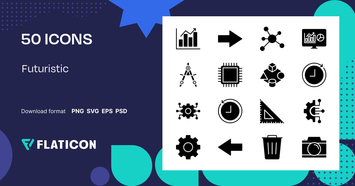 Futuristic Icon Pack | Black fill | 50 .SVG Icons