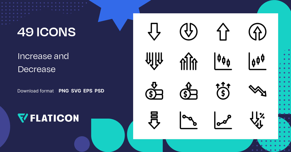 Increase and Decrease Icon Pack | Black outline | 49 .SVG Icons