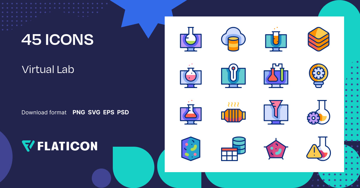 Virtual Lab Icon Pack | Lineal Color | 45 .SVG Icons