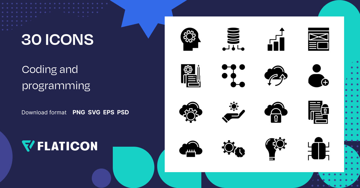Coding and programming Icon Pack | Black fill | 30 .SVG Icons