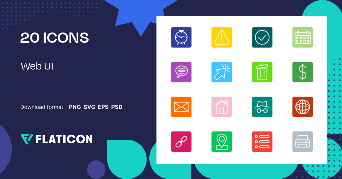 Web UI Icon Pack | Color fill | 20 .SVG Icons