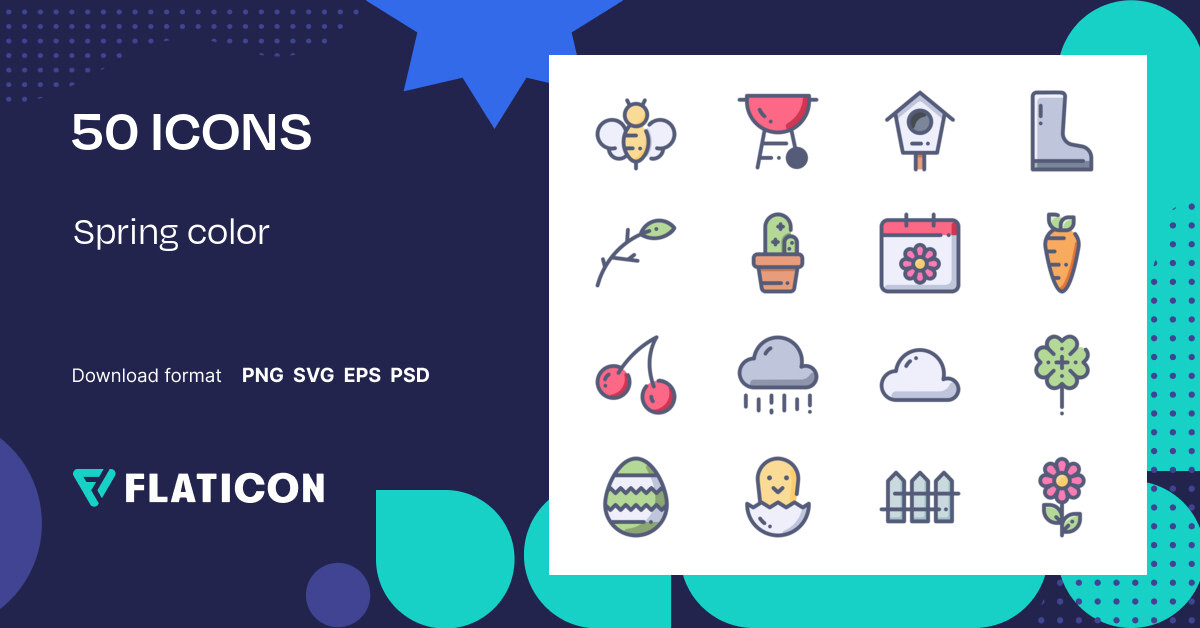 Spring color Icon Pack | Color lineal-color | 50 .SVG Icons