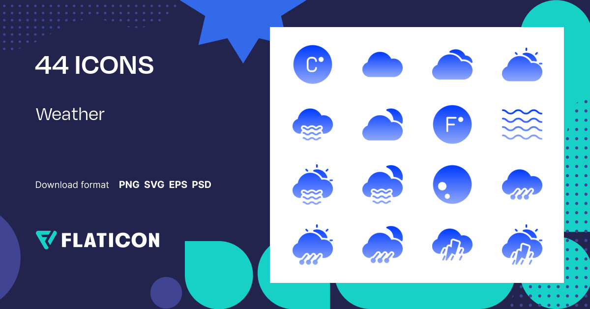 Weather Icon Pack | Gradient fill | 44 .SVG Icons