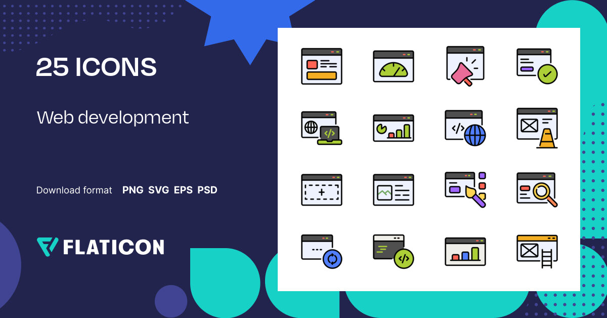 Web development Icon Pack | Color lineal-color | 25 .SVG Icons