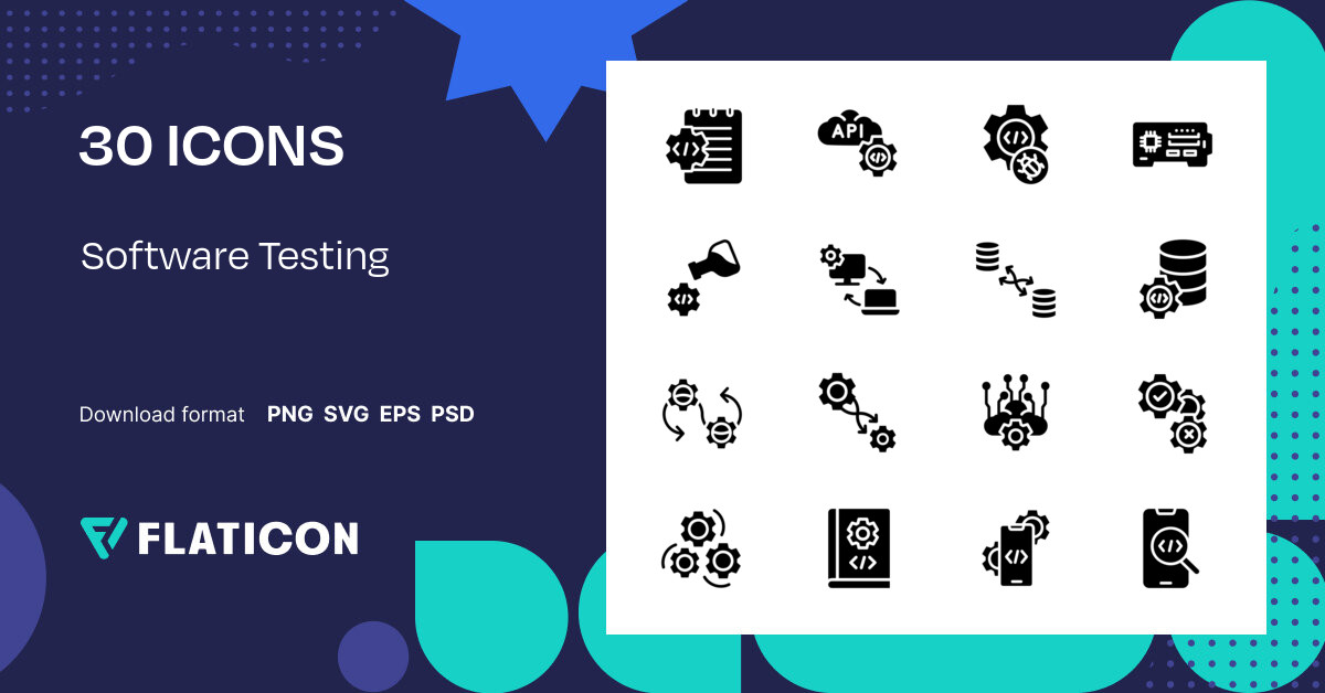 Software Testing Icon Pack | Black fill | 30 .SVG Icons