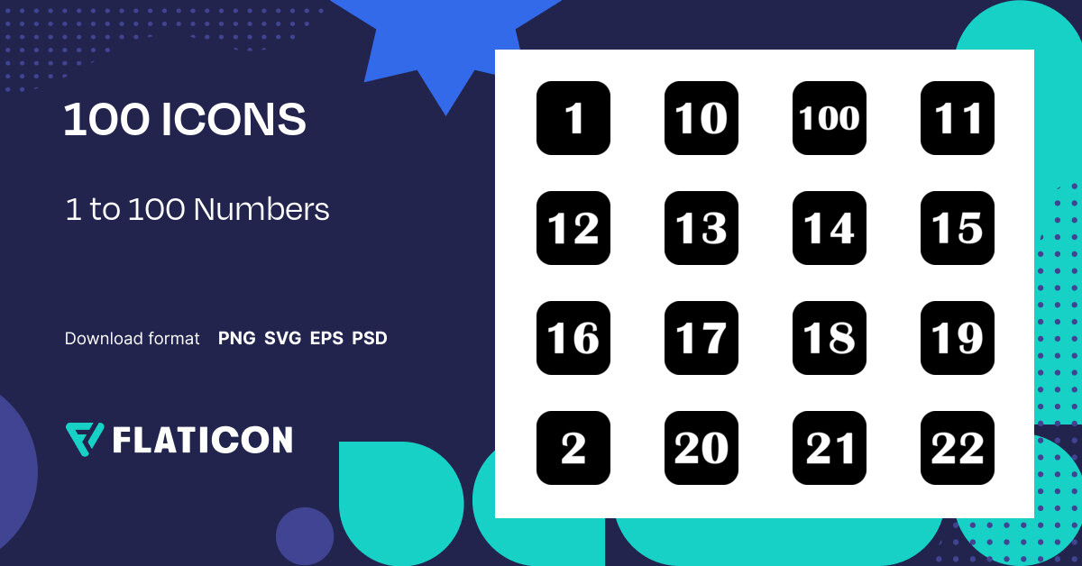 1 to 100 Numbers Icon Pack | Black fill | 100 .SVG Icons
