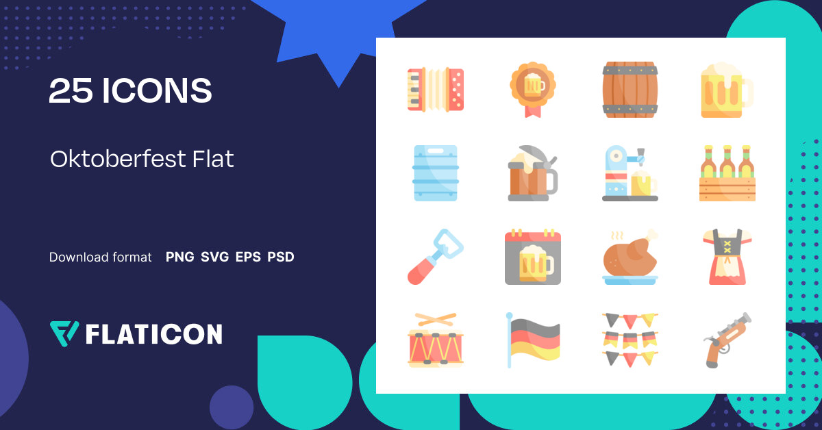 Oktoberfest Flat Icon Pack | Color fill | 25 .SVG Icons