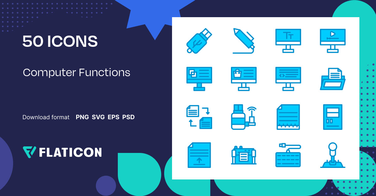 Computer Functions Icon Pack | Color lineal-color | 50 .SVG Icons