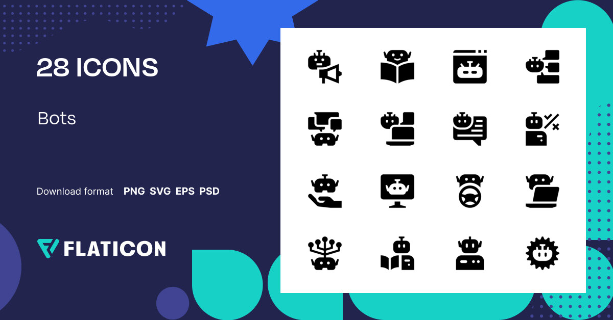 Bots Icon Pack | Solid | 28 .SVG Icons