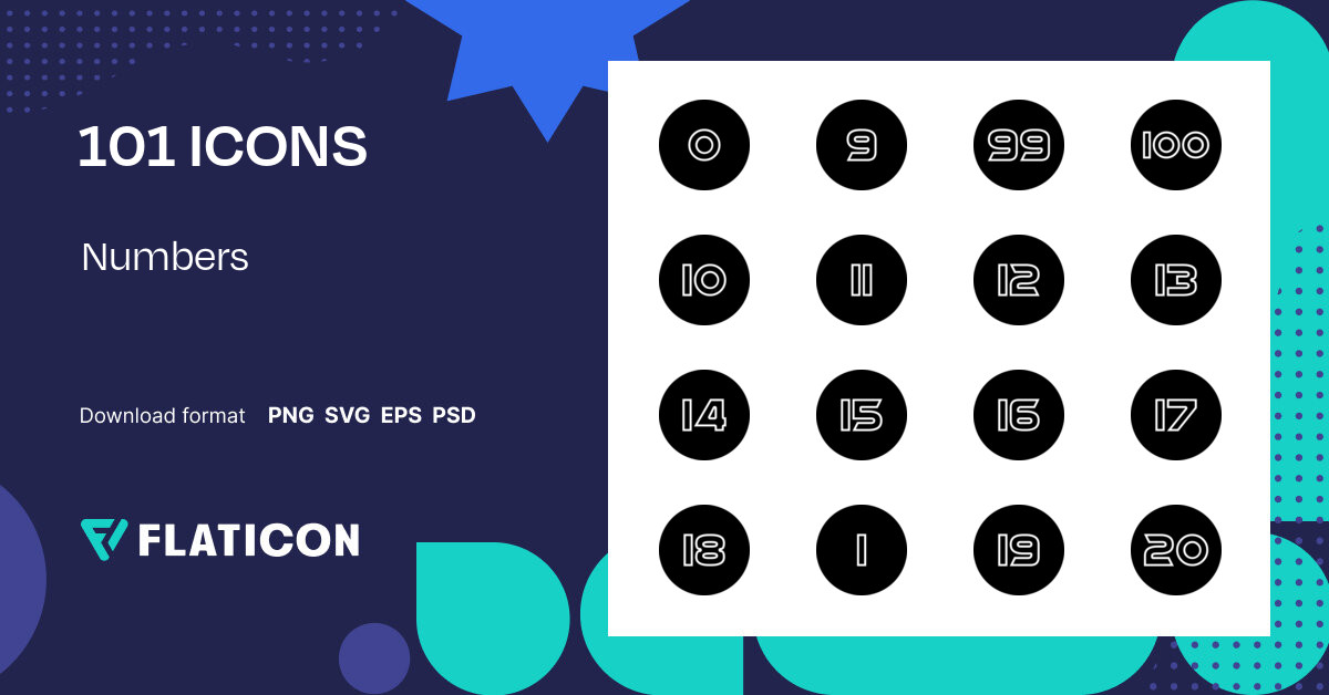 Numbers Icon Pack | Black fill | +100 .SVG Icons