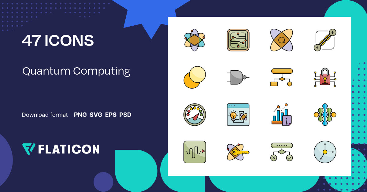 Quantum Computing Icon Pack | Color lineal-color | 47 .SVG Icons