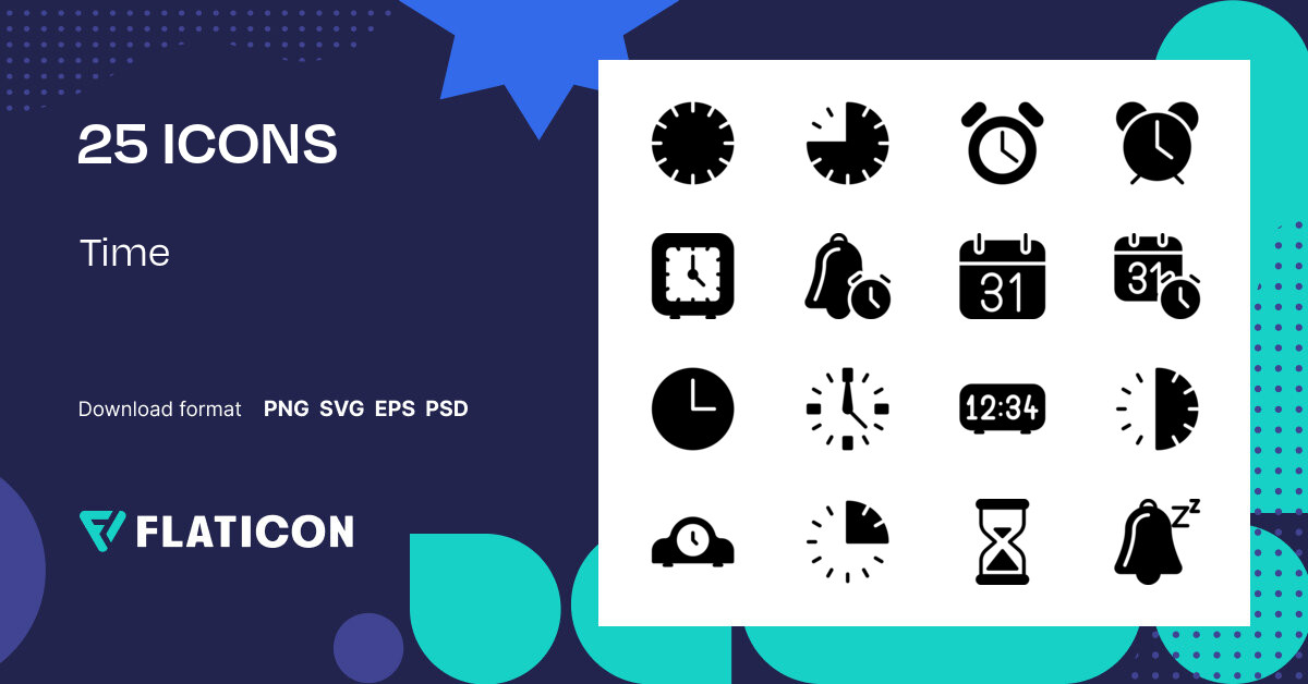 Time Icon Pack | Black fill | 25 .SVG Icons