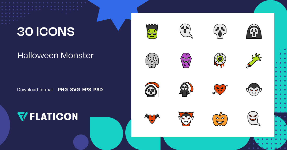 Halloween Monster Icon Pack | Color lineal-color | 30 .SVG Icons