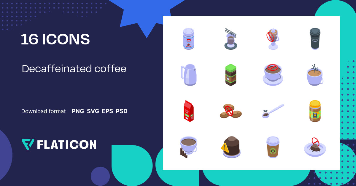 Decaffeinated coffee Icon Pack | 16 .SVG Icons