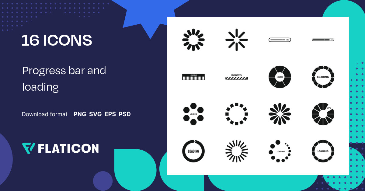 Progress bar and loading Icon Pack | 16 .SVG Icons