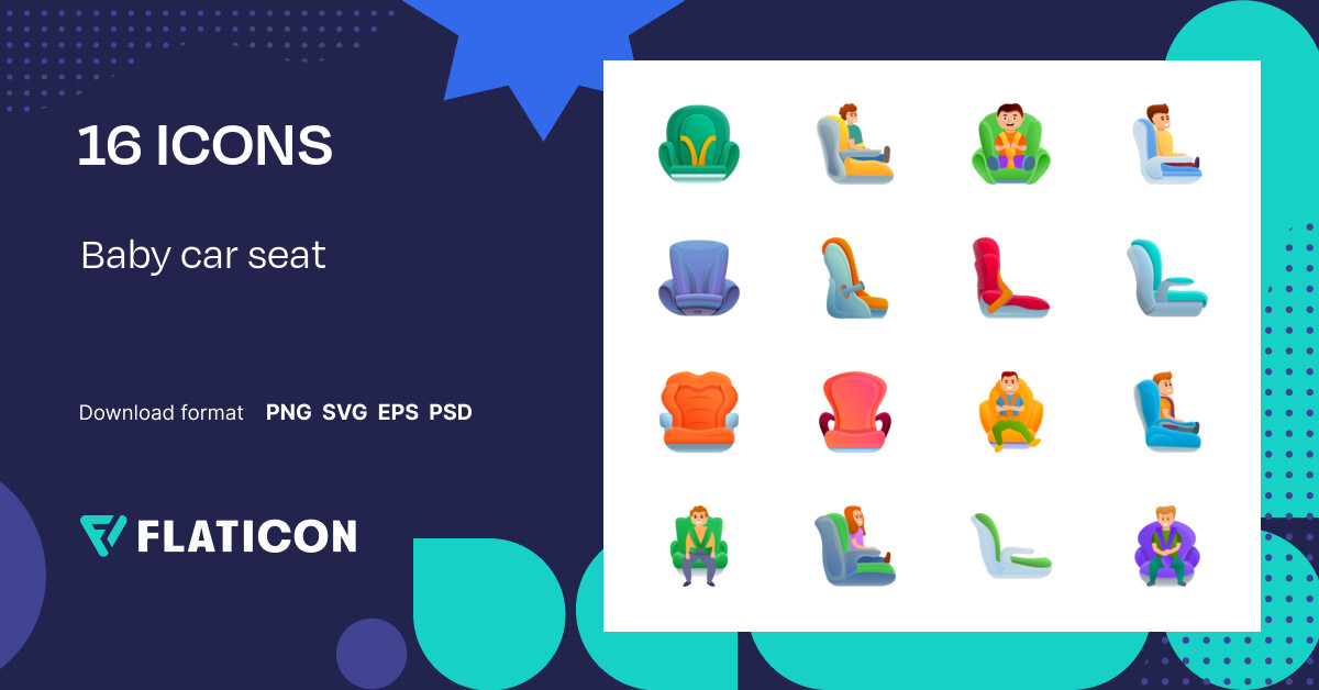 Baby car seat Icon Pack | 16 .SVG Icons