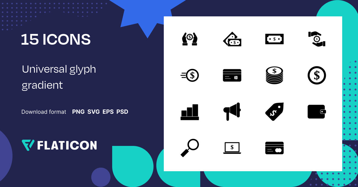Universal glyph gradient Icon Pack | 15 .SVG Icons