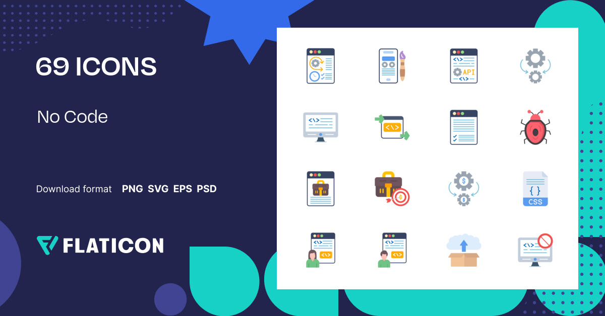 No Code Icon Pack | Color fill | 69 .SVG Icons
