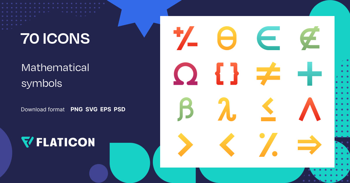 Mathematical symbols Icon Pack | Gradient fill | 70 .SVG Icons